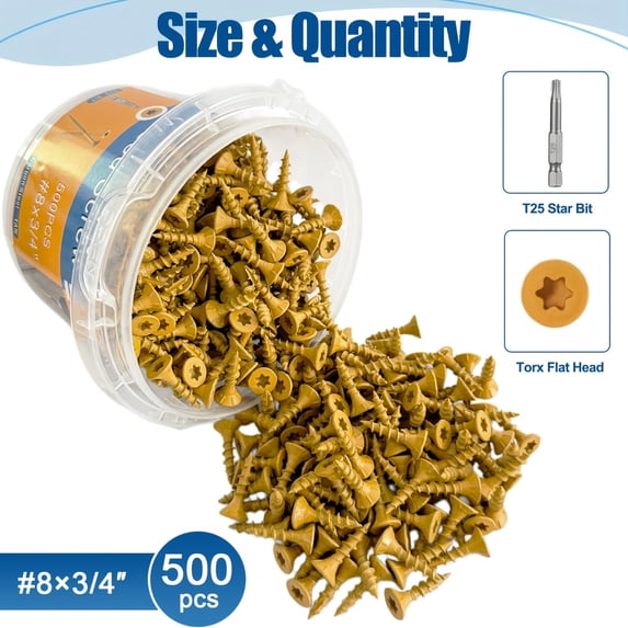 Plum Blossom Head Wood Screws, 7 Specs, Yellow Self Tapping, for Decks ...