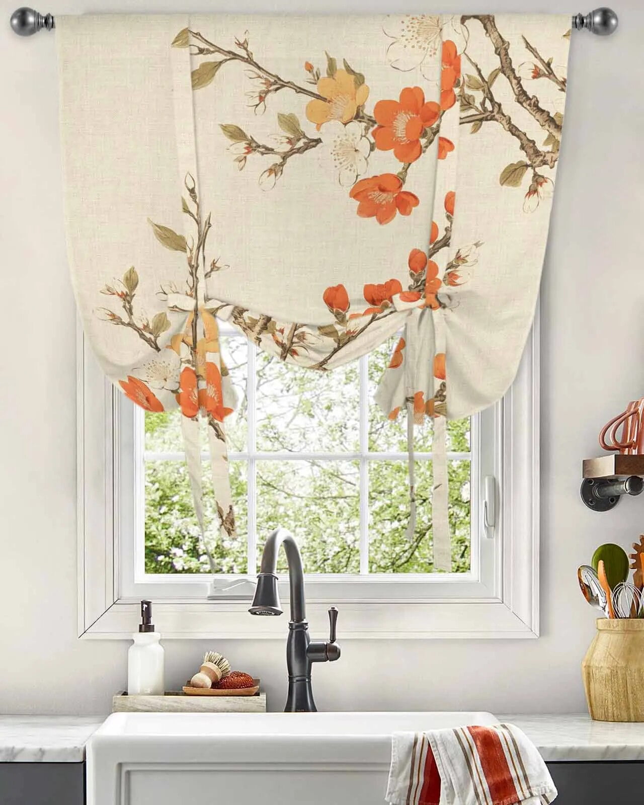 Plum Blossom Leaves Branches Curtains for Living Room Bedroom Modern ...