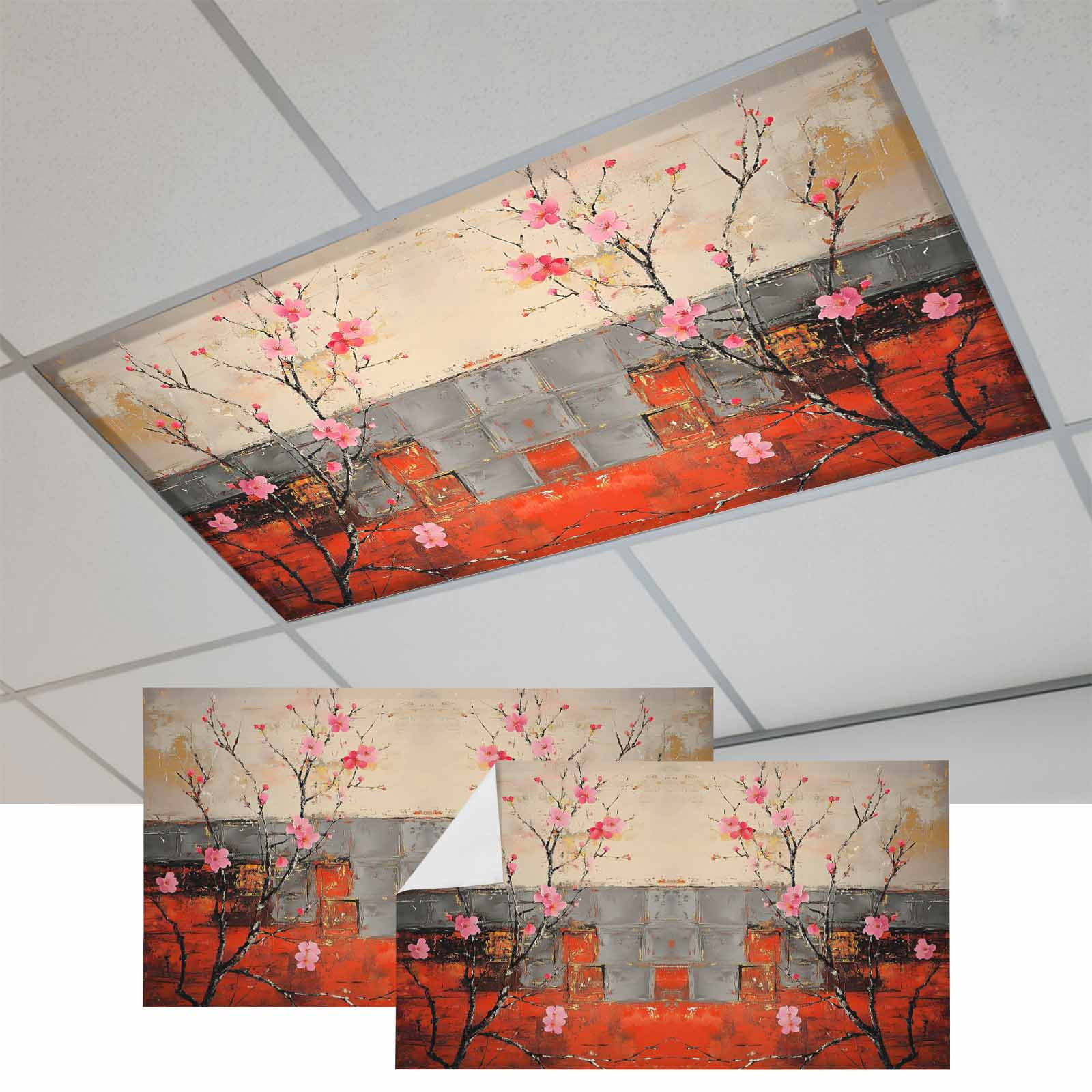 Plum Blossom Magnetic Fluorescent Light Covers for Ceiling Lights 2 x 4 ...