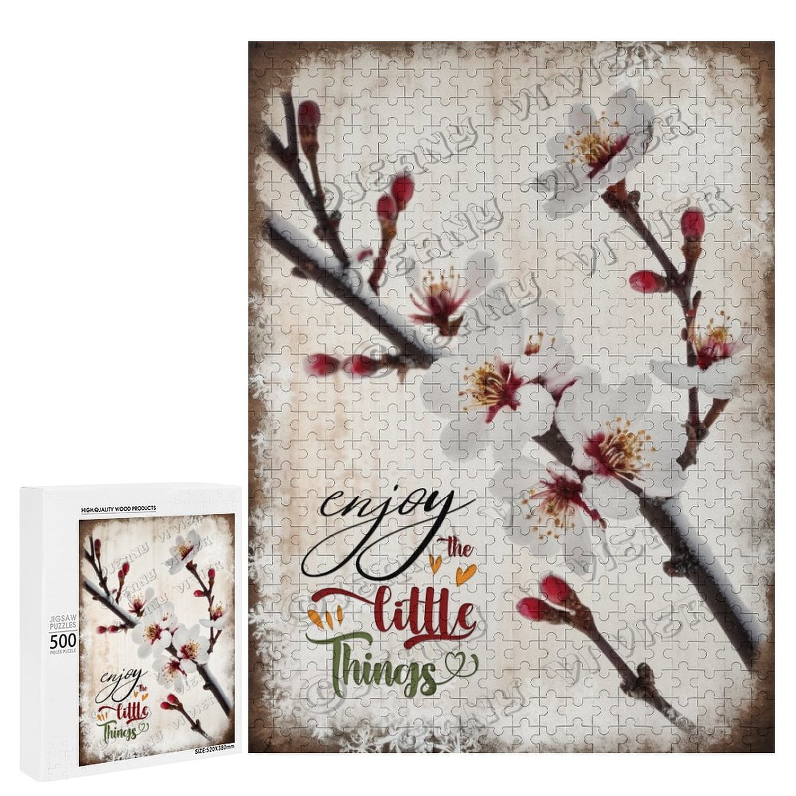 Plum Blossom Puzzle - Flower -500 Pieces Jigsaw Puzzle Wooden Challenge ...