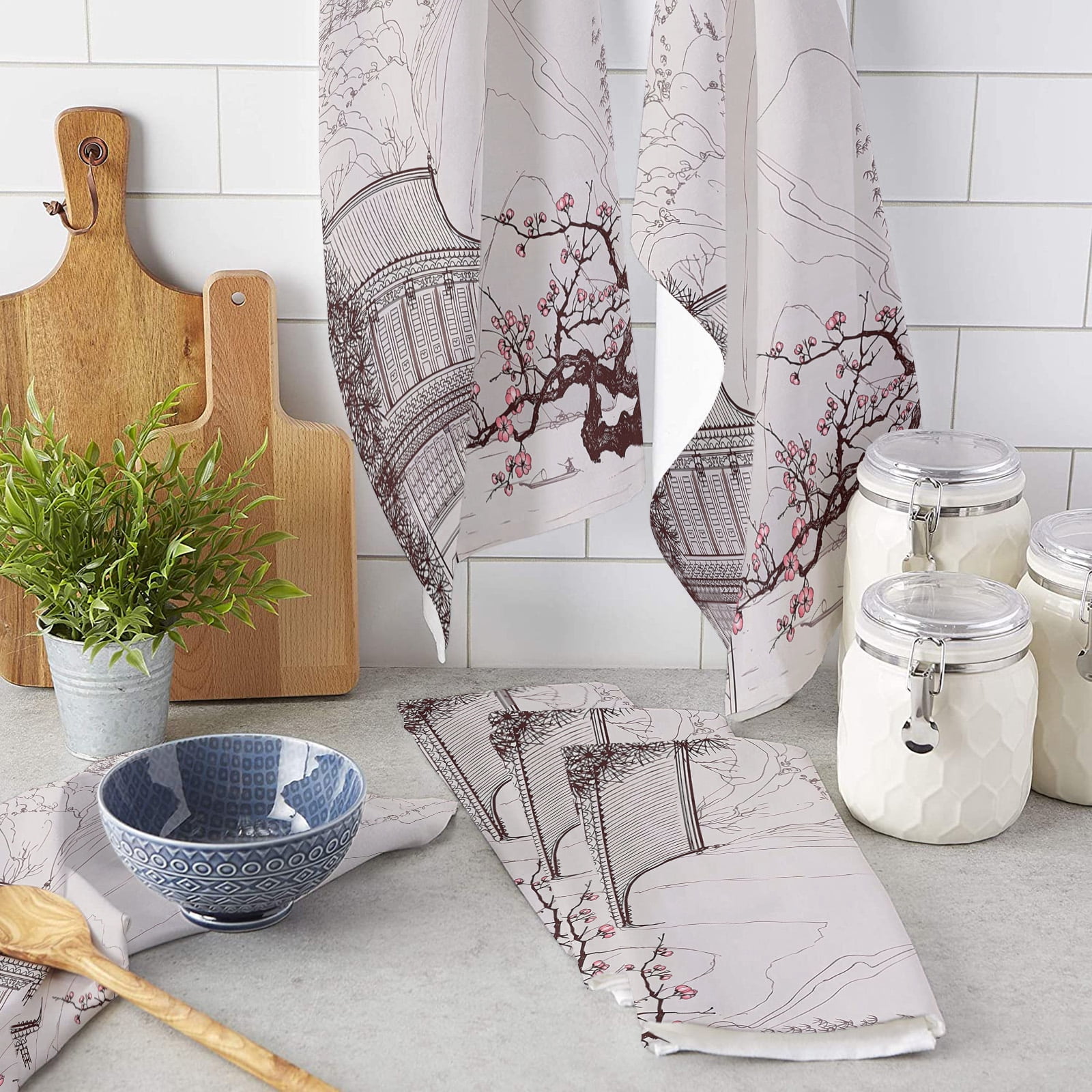 Plum Blossom Trees Flowers House Microfiber Cleaning Cloths Hand Towels ...