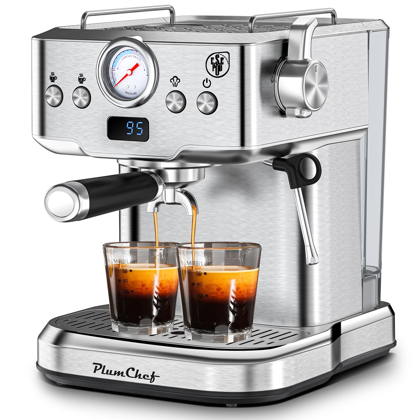 Geek Chef Espresso Machine 20 Bar Coffee Maker with Pressure Gauge 1.8L ...