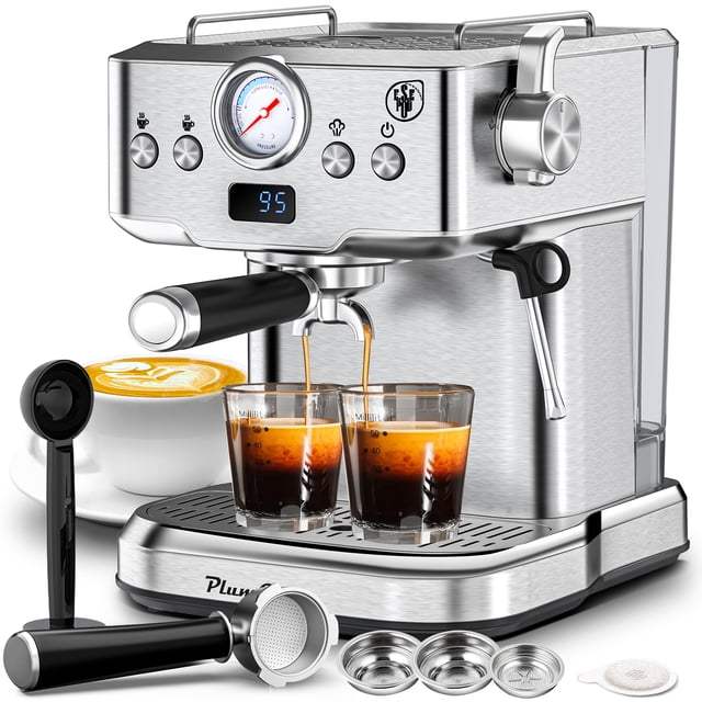 Geek Chef 20 Bar Espresso Machine with 1.5L Water Tank, Stainless Steel ...