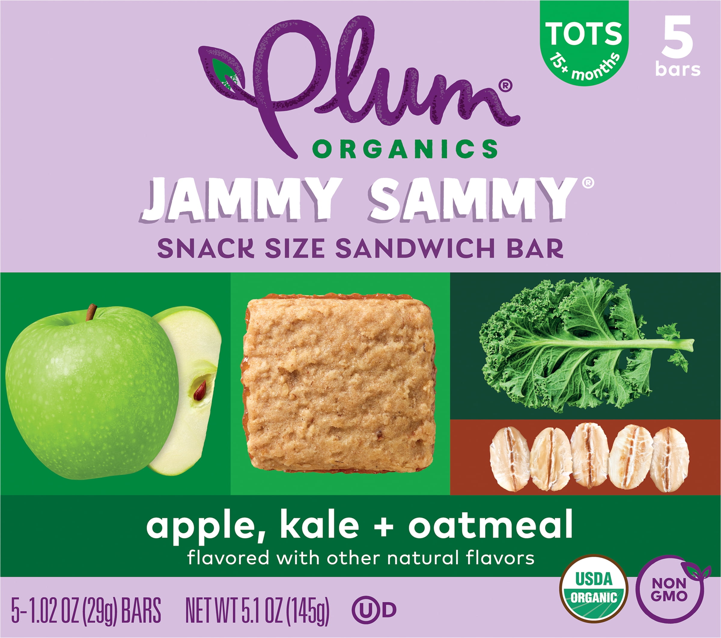 Plum Organics Jammy Sammy Bars, Apple Kale, 5 Count, 6 Pack - Walmart ...