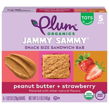 (3 pack) Plum Organics® Jammy Sammy® Snack Size Sandwich Bar Peanut ...