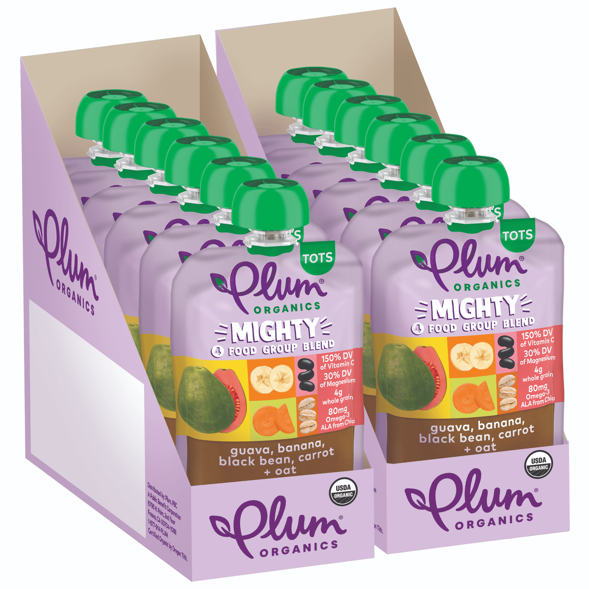 Plum Organics Mighty 4 Organic Toddler Food, Guava, Banana, Black Bean ...