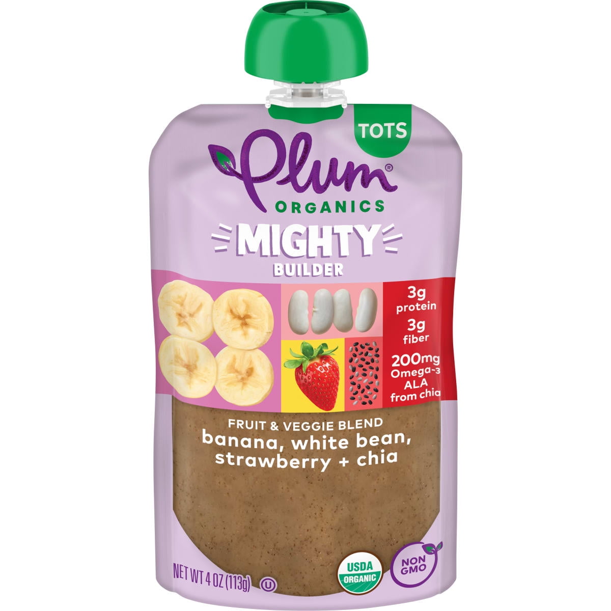 Plum Organics Mighty Builder Toddler Food, Banana, White Bean ...