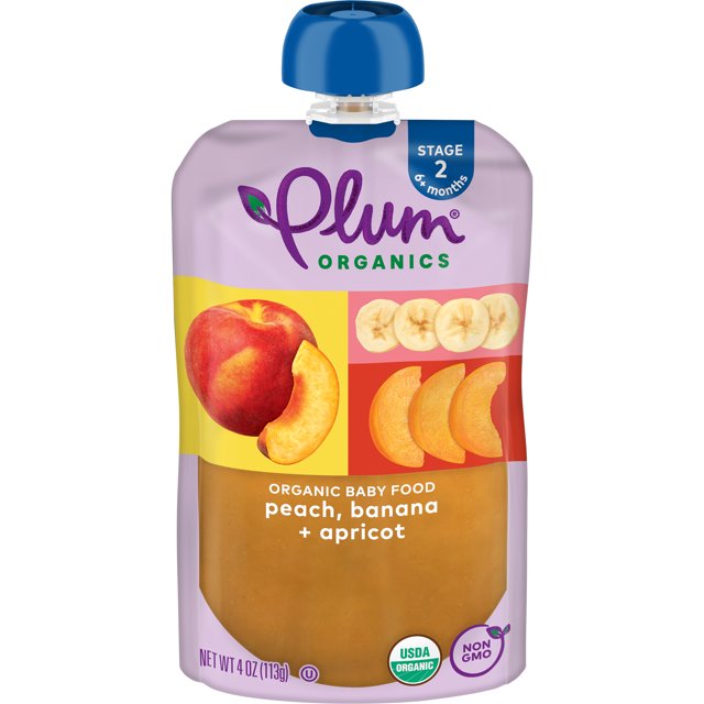 Plum Organics Stage 2 Organic Baby Food, Peach, Banana, and Apricot, 4 ...