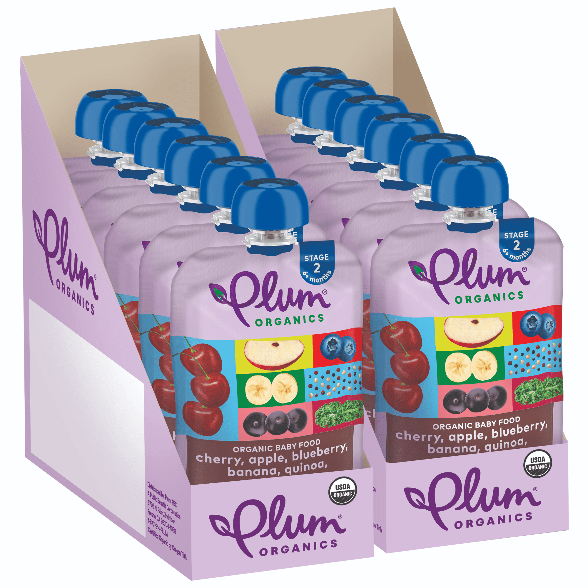 Plum Organics Stage 2 Organic Baby Food Cherry, Apple, Blueberry ...
