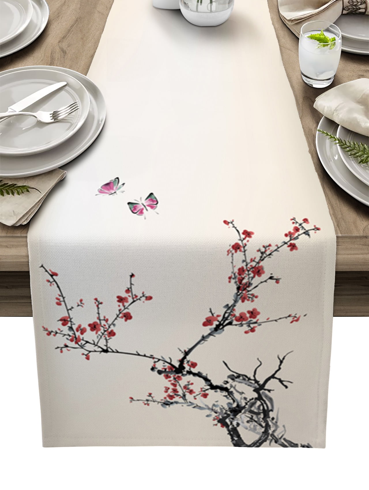 Plum Pink Butterfly Table Runner Wedding Party r Modern Coffee Dining ...