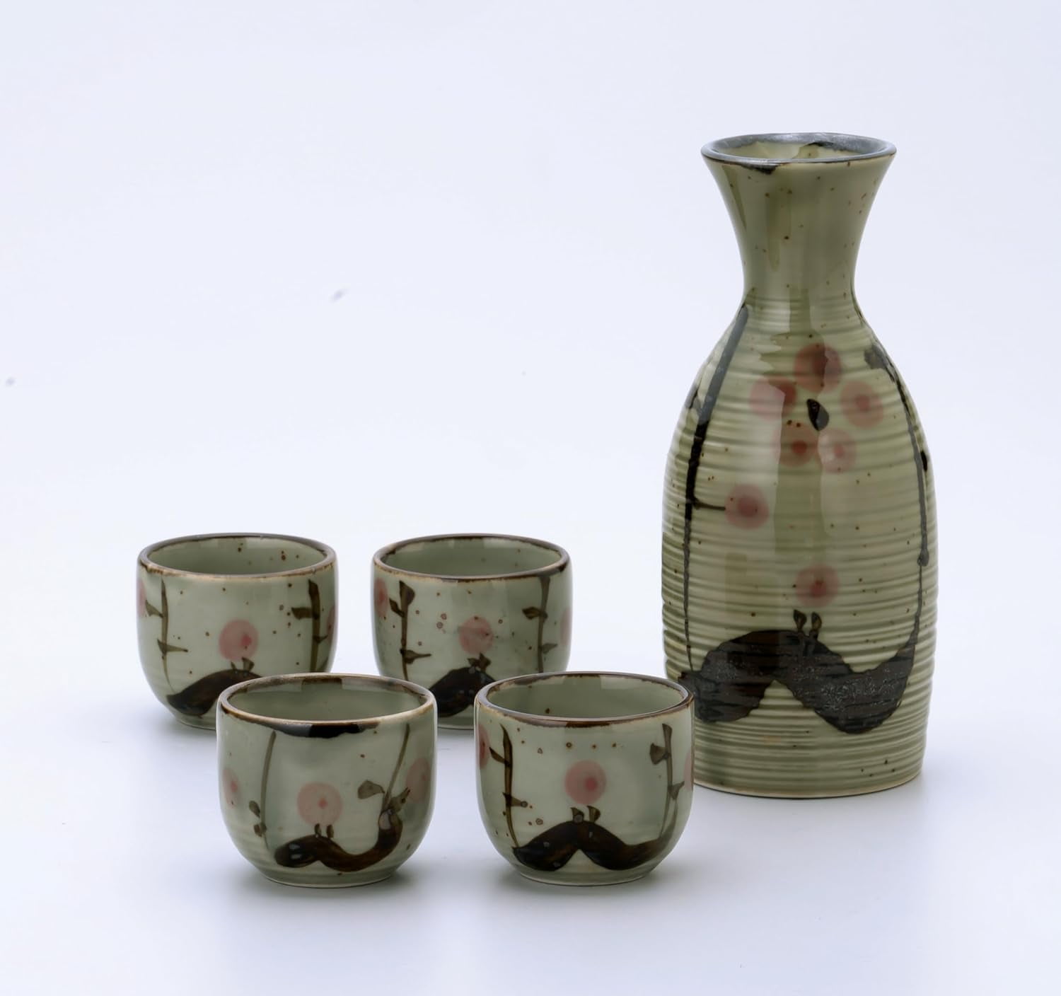 Plum Porcelain Sake Set Sake Carafe Bottle Sake Cups for Serving Hot ...
