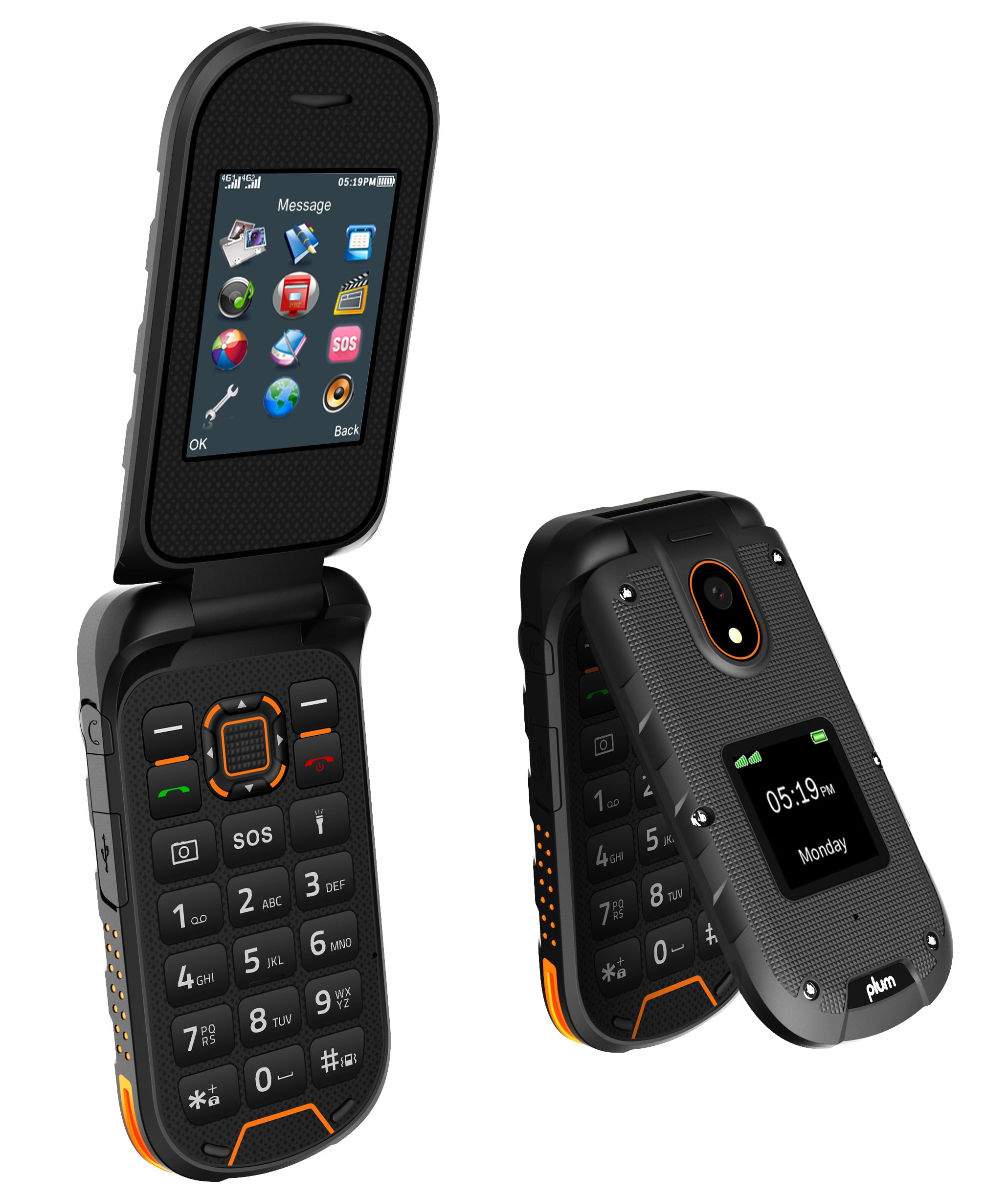 Plum RAM PLUS 4G VoLTE Unlocked Rugged Flip Phone with Sim Card Speed ...