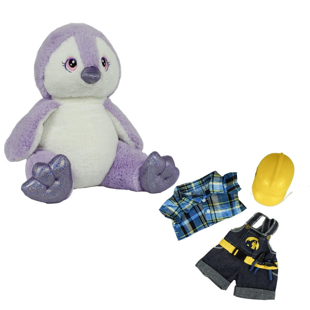 Plum the Purple Penguin 16" Soft Plush Animal with Construction Worker ...