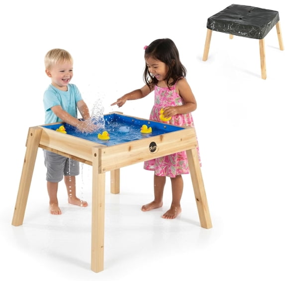 Plum® Wooden Sand and Water Table with Cover - Toddler Sensory Toys ...