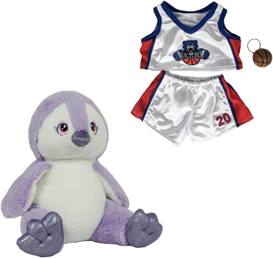 Plum the Purple Penguin Plush Toy with Basketball Uniform – Soft ...