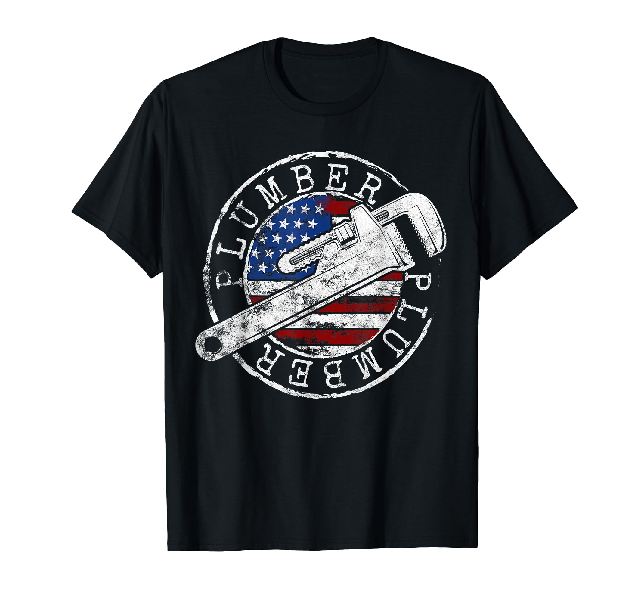 Plumber American Flag Plumbing Gift Usa Patriot Stamp Style T-Shirt ...