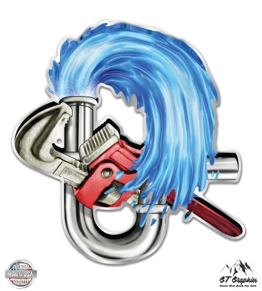Plumber Pipes and Tools - 5" Vinyl Sticker - For Car Laptop I-Pad ...