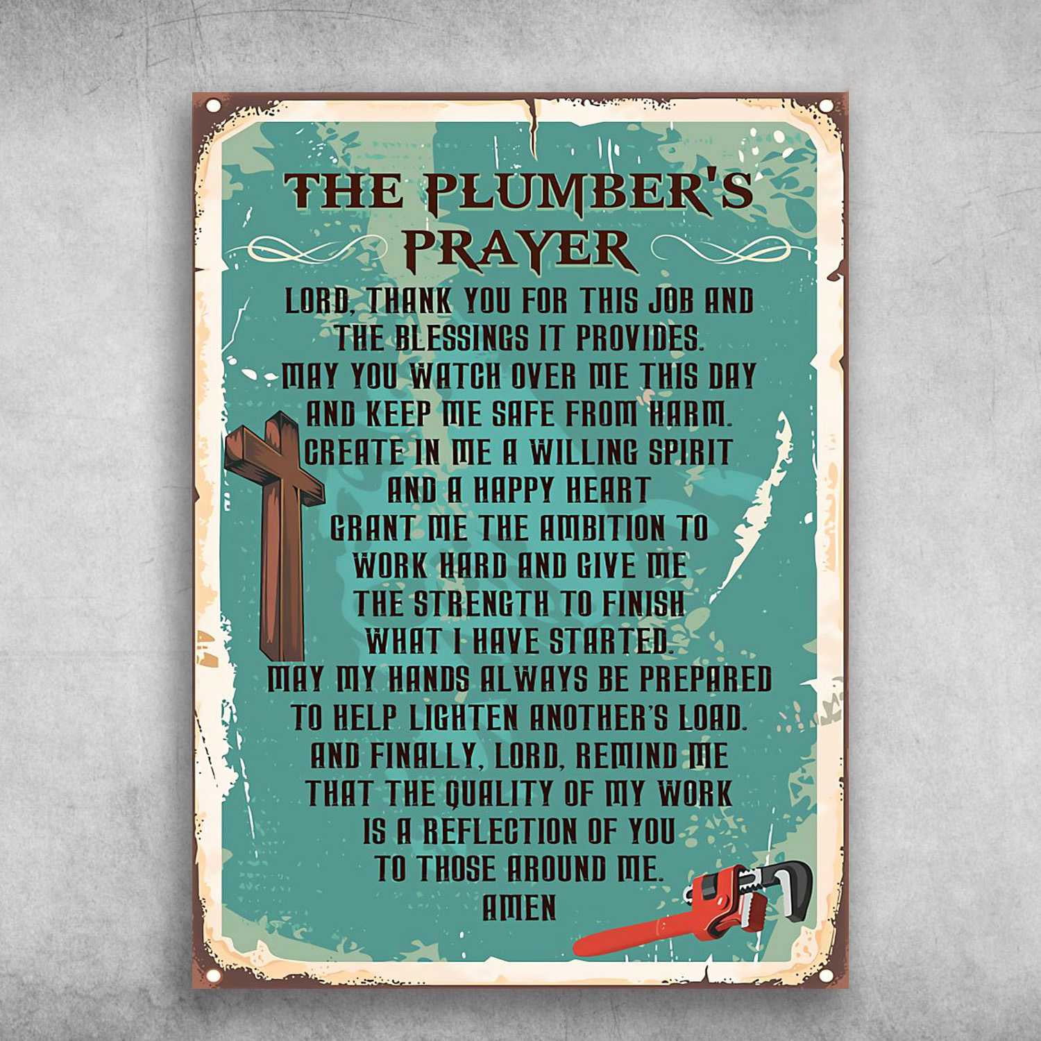 Plumber Poster, The Plumber's Prayer, Lord, Thank You For This Job, And ...
