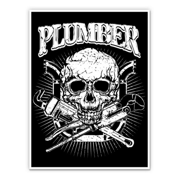 Plumber Skull - 8" Vinyl Sticker - For Car Laptop I-Pad - Waterproof ...