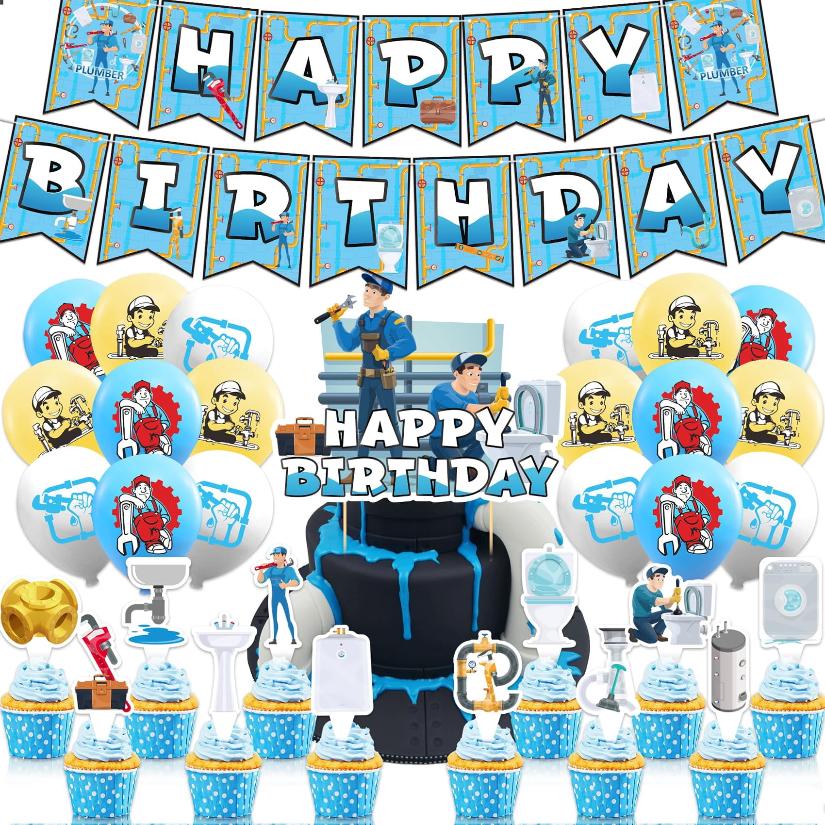 Plumber Theme Party Supplies Plumber Birthday Party Decorations ...