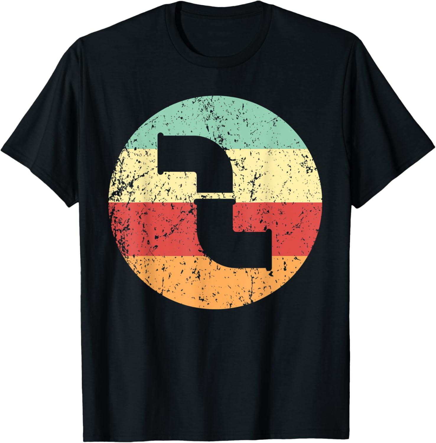 Plumber Vintage Water Pipes Cool Retro 1970's Style Circle T-Shirt ...