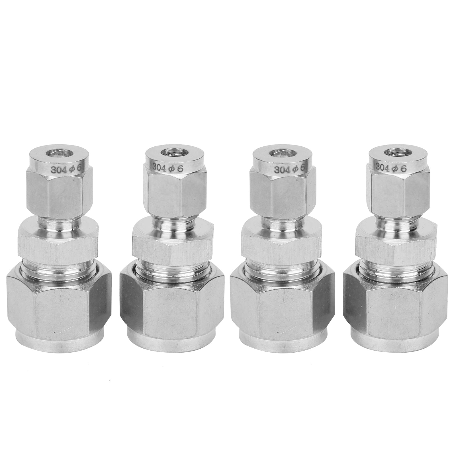 Plumbing Stainless Steel Compression Fitting 4Pcs Straight Double ...