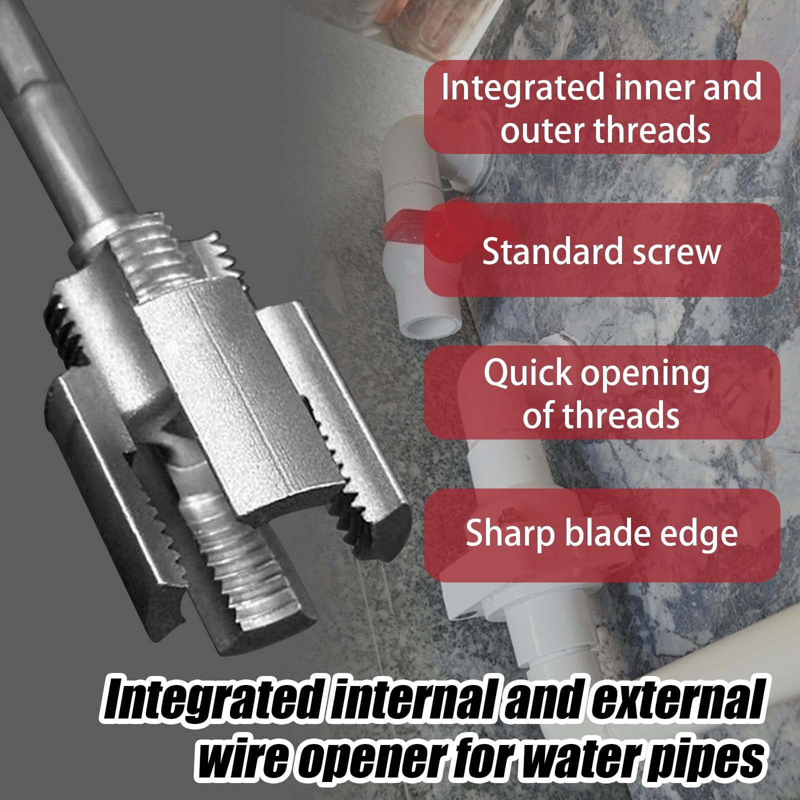 Plumbing Thread Chaser, 2-in-1 Integrated Pipe Threading Tool, Internal ...