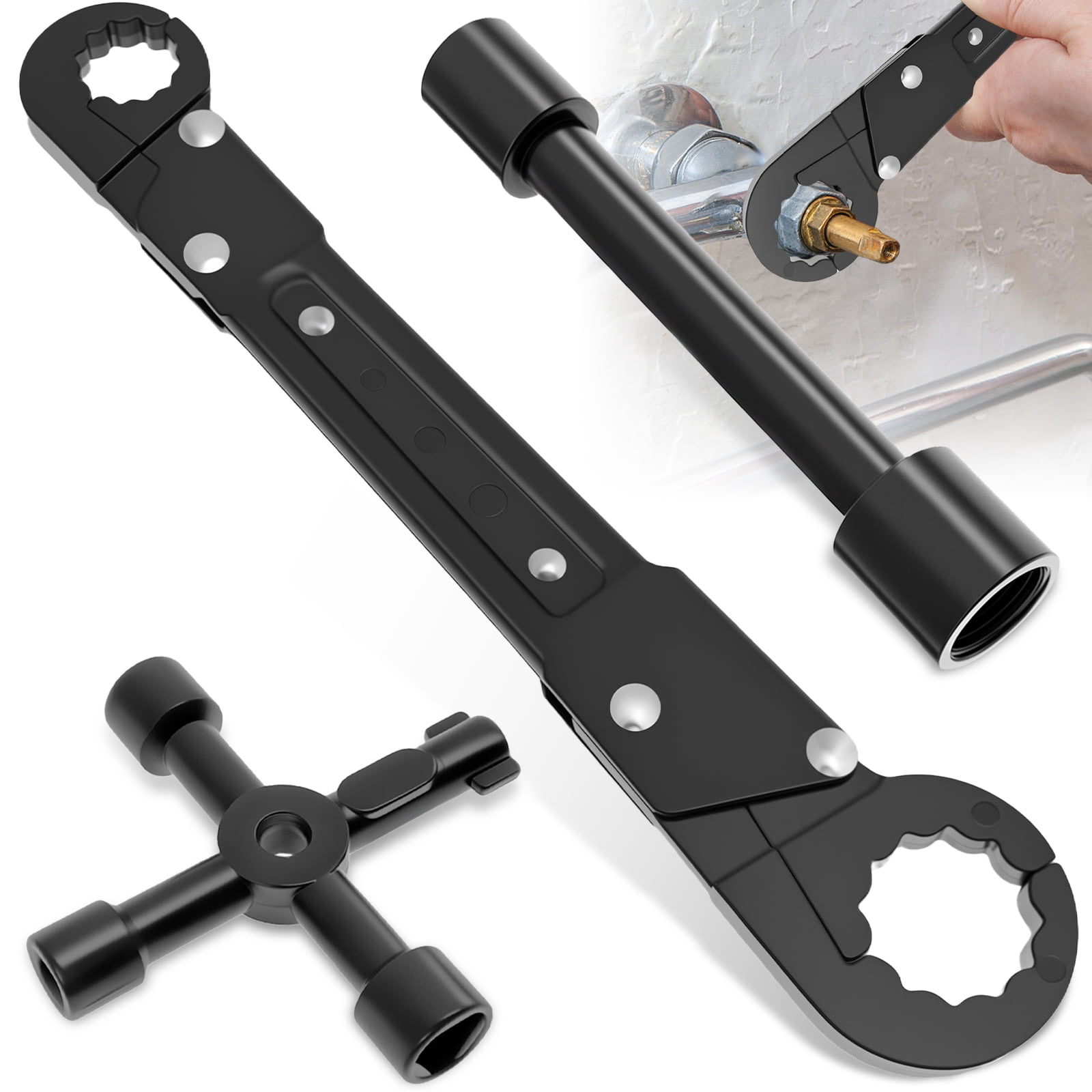 Plumbing Tools Set Carbon Steel Plumber Wrench Set Angle Stop Wrench ...