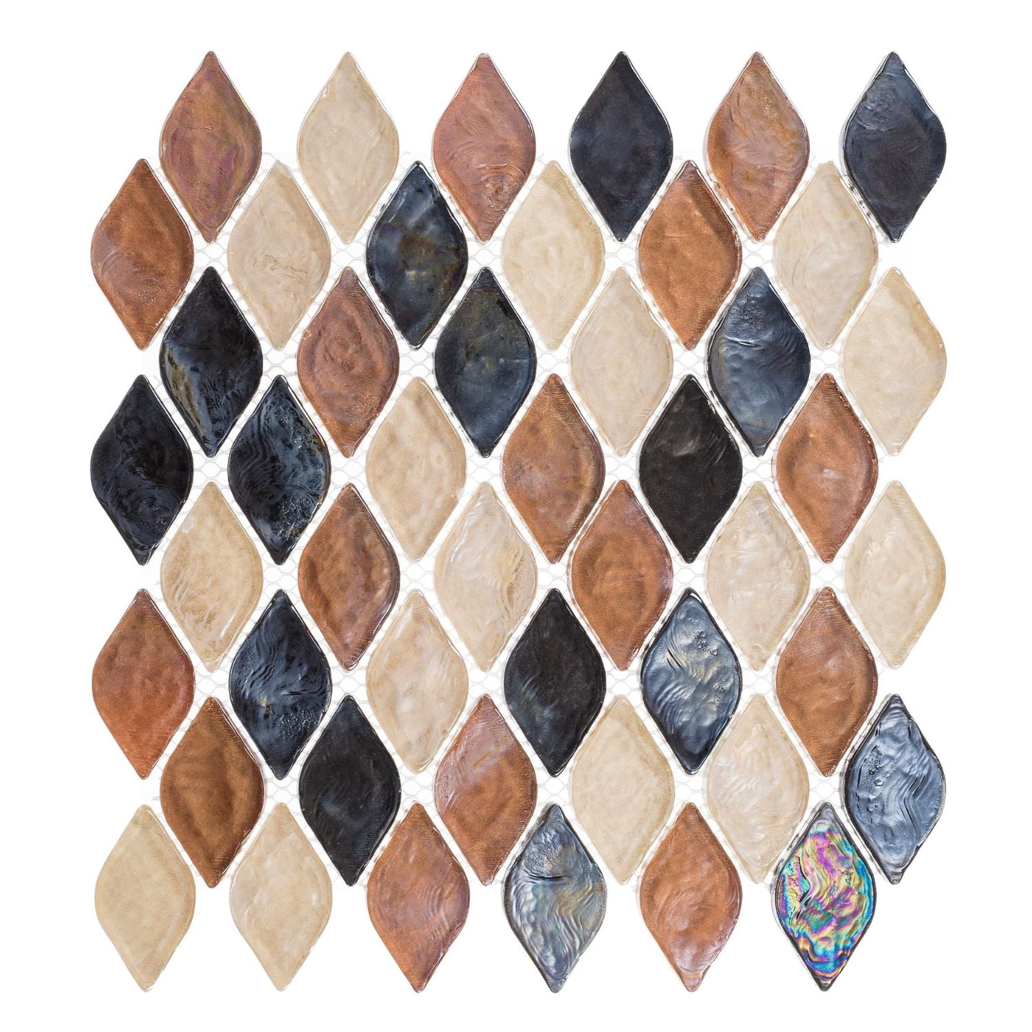 Plume 2-in. x 1-in. Arbesque Novelty Glass Wall & Floor Mosaic Tile ...