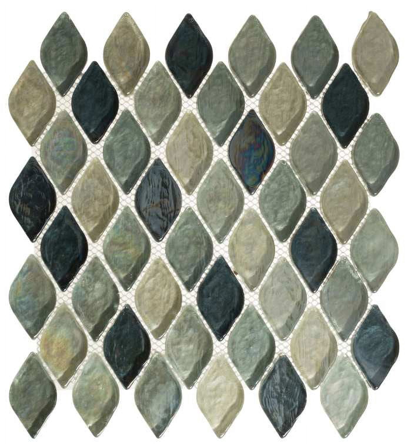Plume Caribbean Gray 2-in. x 1-in. Novelty Marble Look Glossy Glass ...