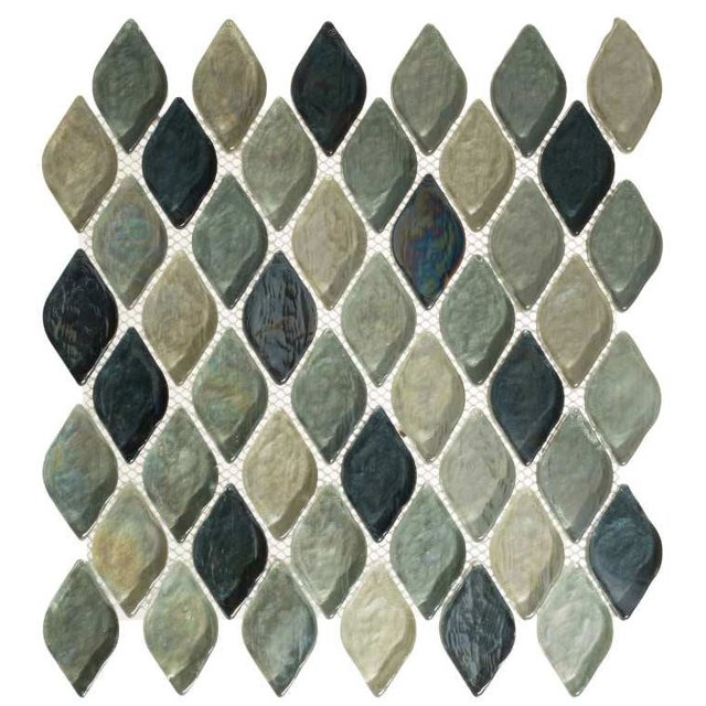 Plume Caribbean Gray 2-in. x 1-in. Novelty Marble Look Glossy Glass ...