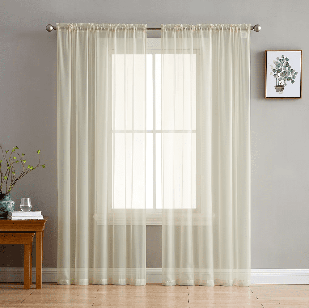 Plume D' Home Sheer Curtain 2 Panels of (55" W × 84" L) Rod Pocket ...