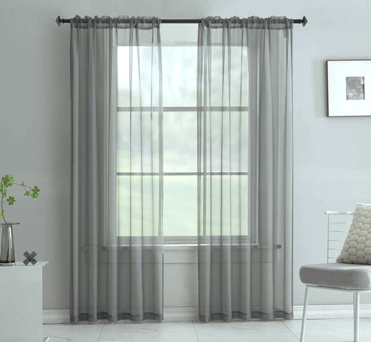 Plume D' Home Sheer Curtain 2 Panels of (55" W × 84" L) Rod Pocket ...