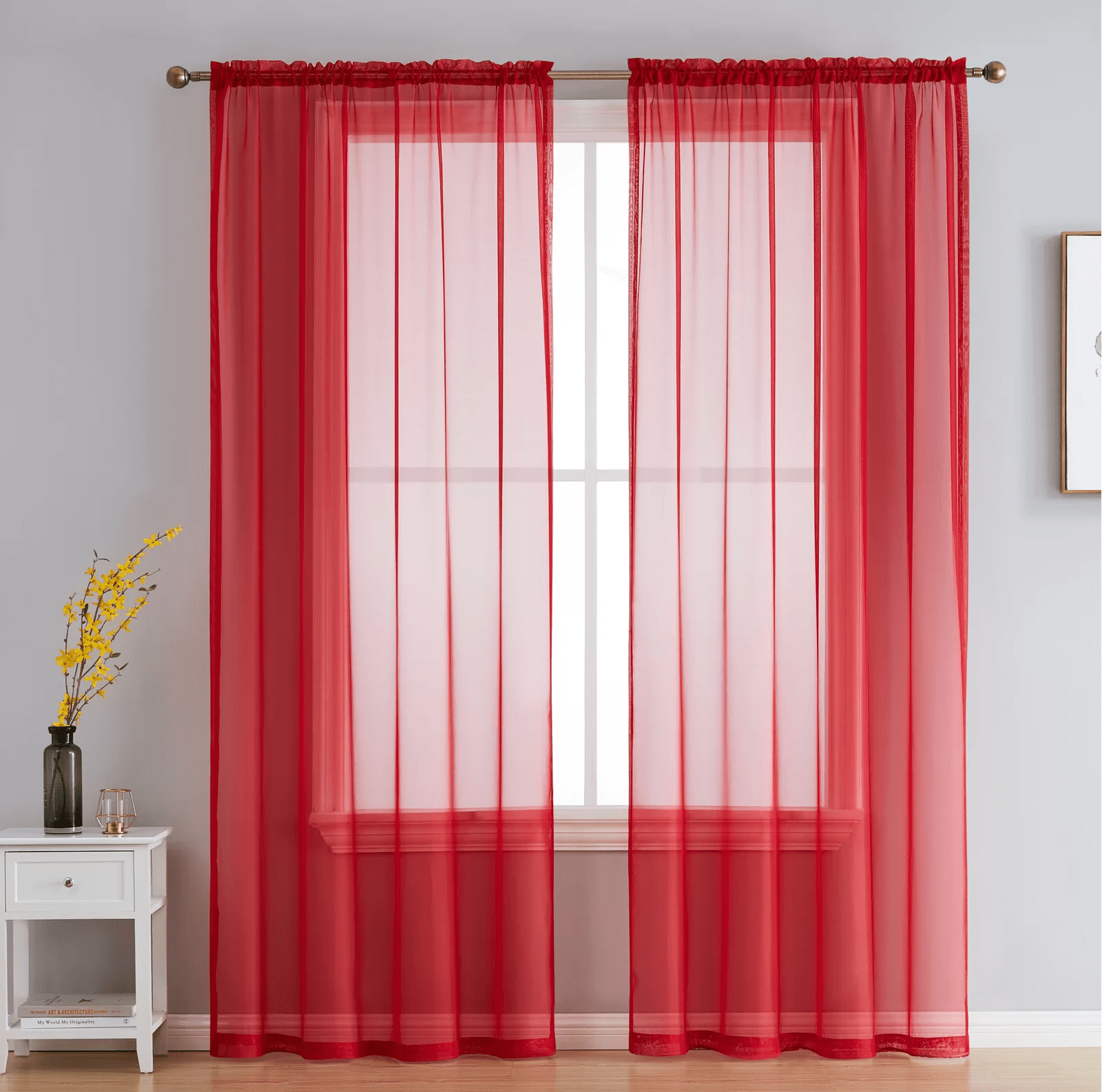 Plume D' Home Sheer Curtain 2 Panels of (55" W × 84" L) Rod Pocket ...
