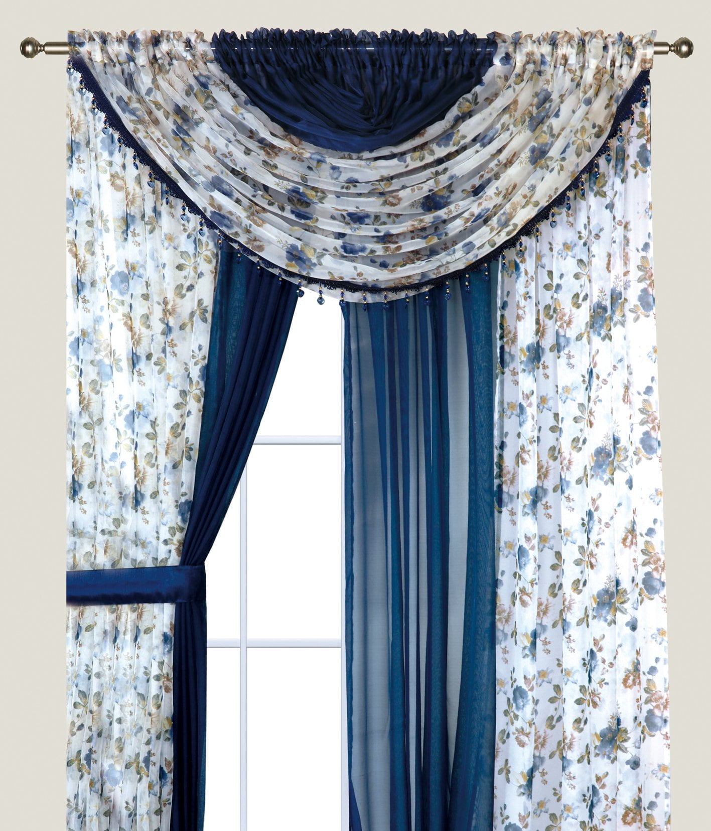 Plume D' Home Two-Tone curtains with attached valances and tiebacks ...