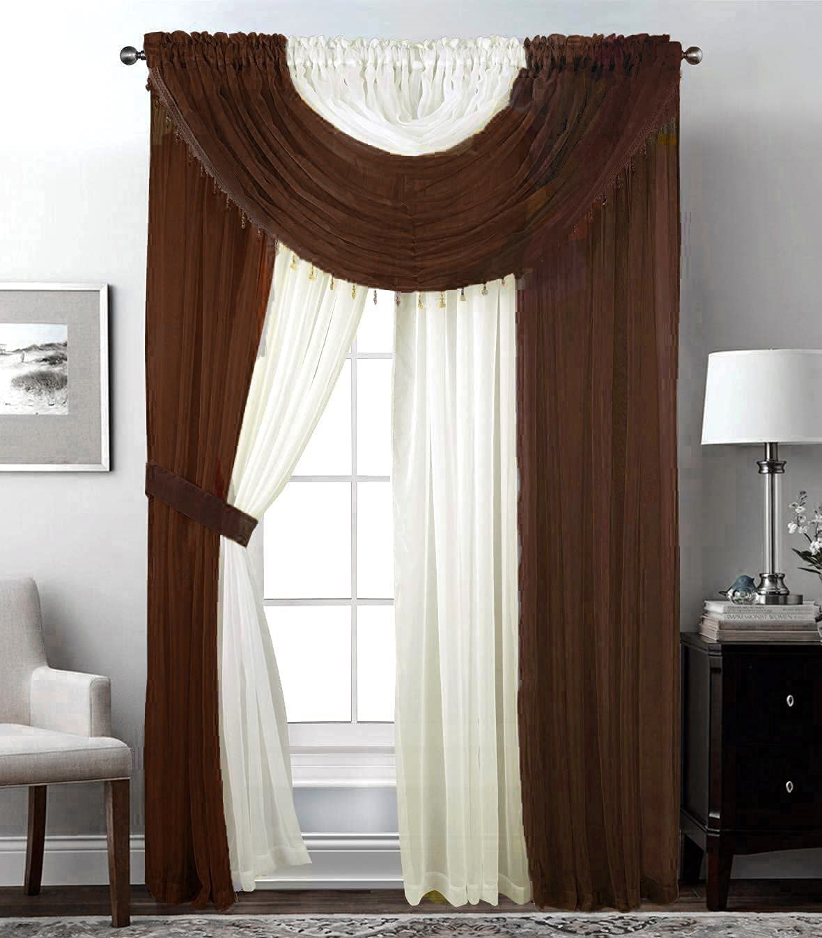 Plume D' Home Two-Tone curtains with attached valances and tiebacks ...