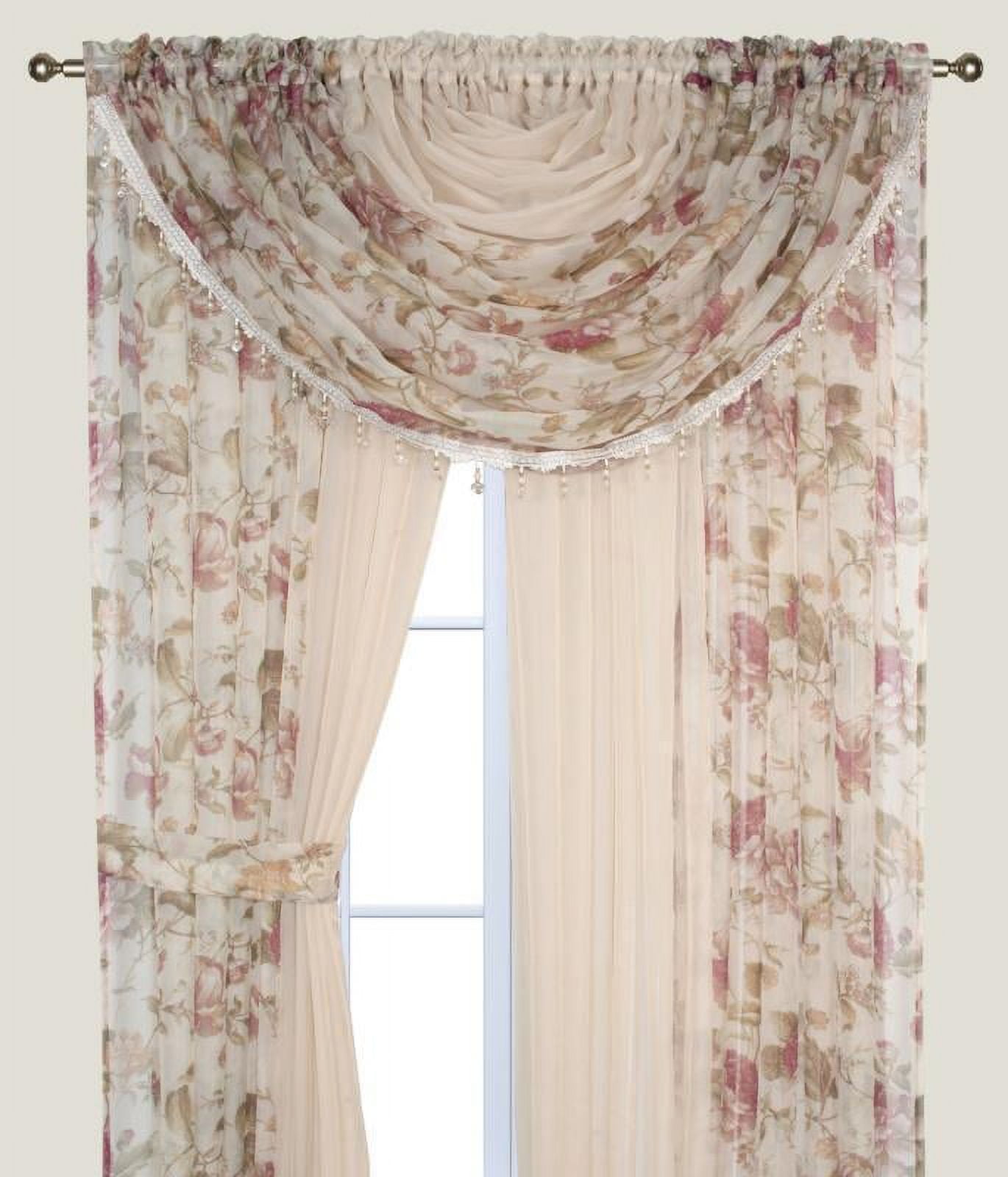 Plume D' Home Two-Tone curtains with attached valances and tiebacks ...