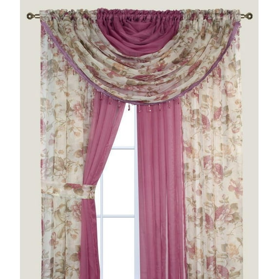 Plume D' Home Two-Tone curtains with attached valances and tiebacks ...