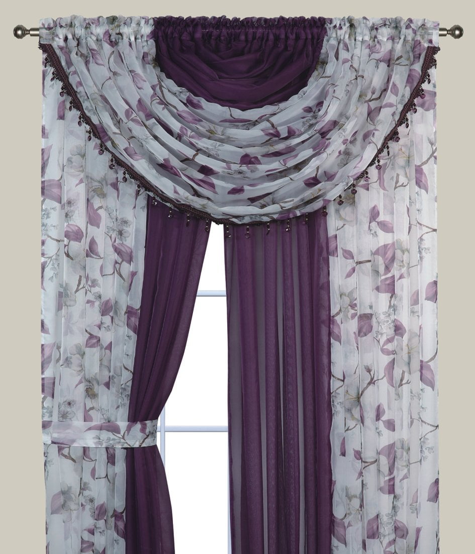 Plume D' Home Two-Tone curtains with attached valances and tiebacks ...