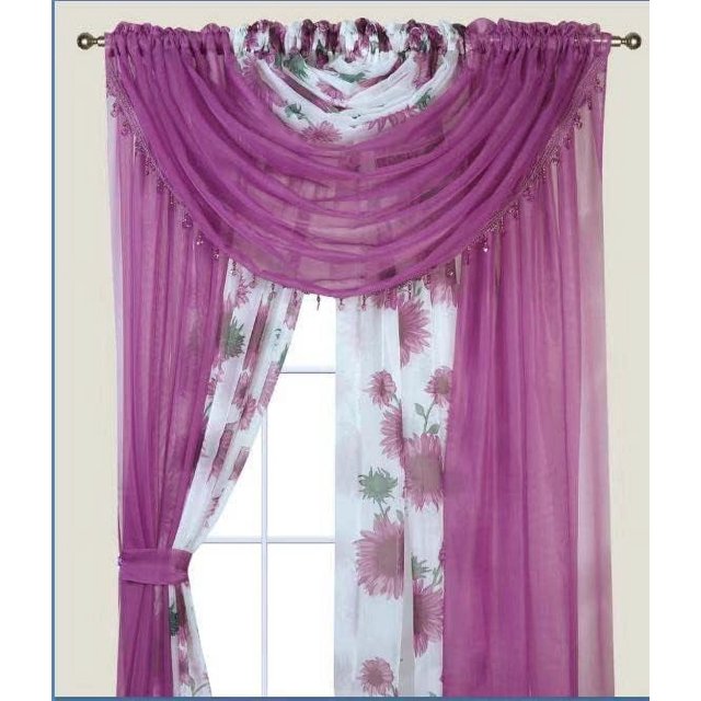 Plume D' Home Two-Tone curtains with attached valances and tiebacks ...