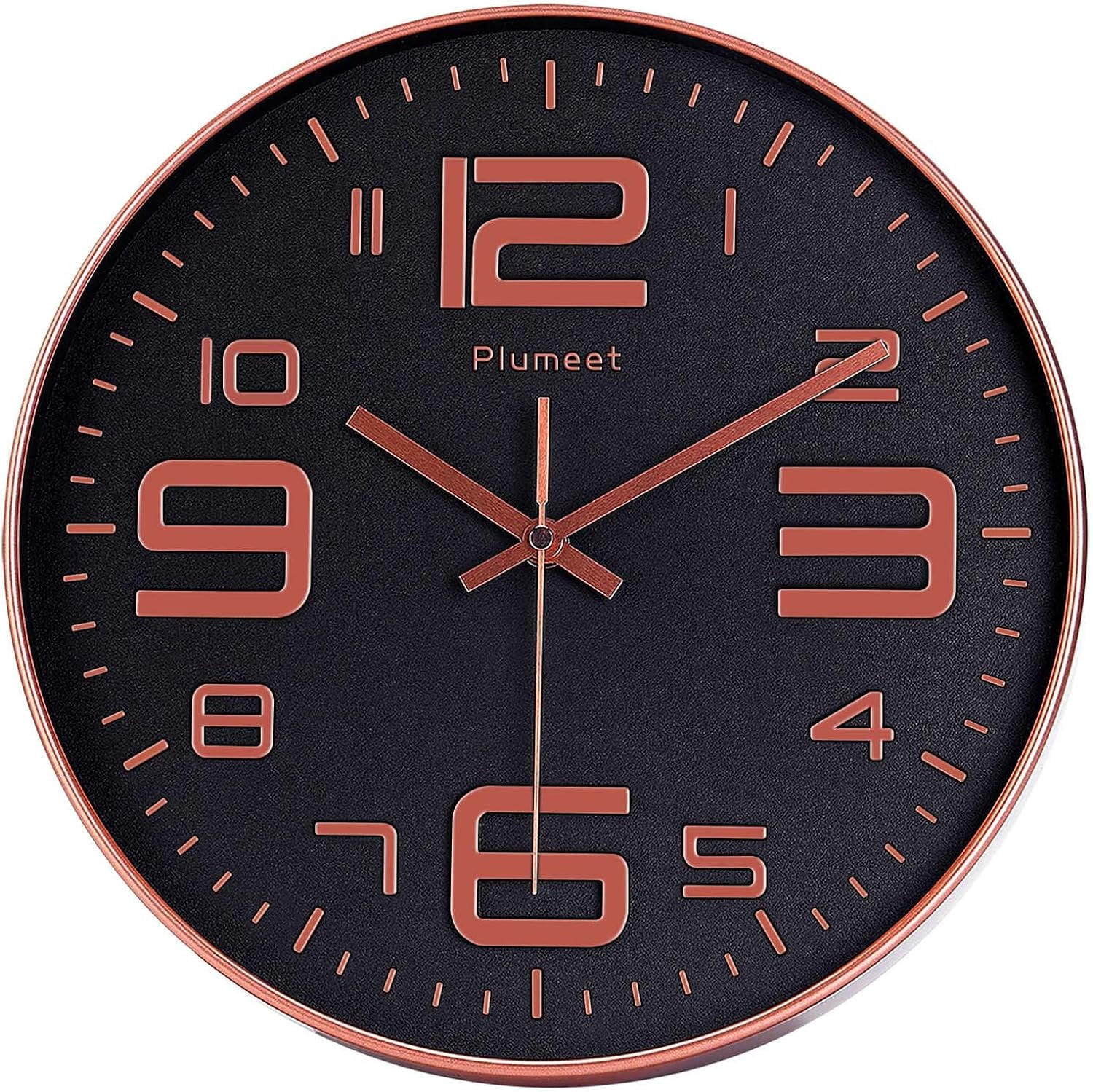 Plumeet Modern Wall Clock 12'' Bedroom Wall Clocks Battery Operated ...