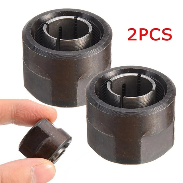 Plunge Router Parts Collet Nut 2Pcs 1/2" Metal 12.7mm Center Hole Black ...