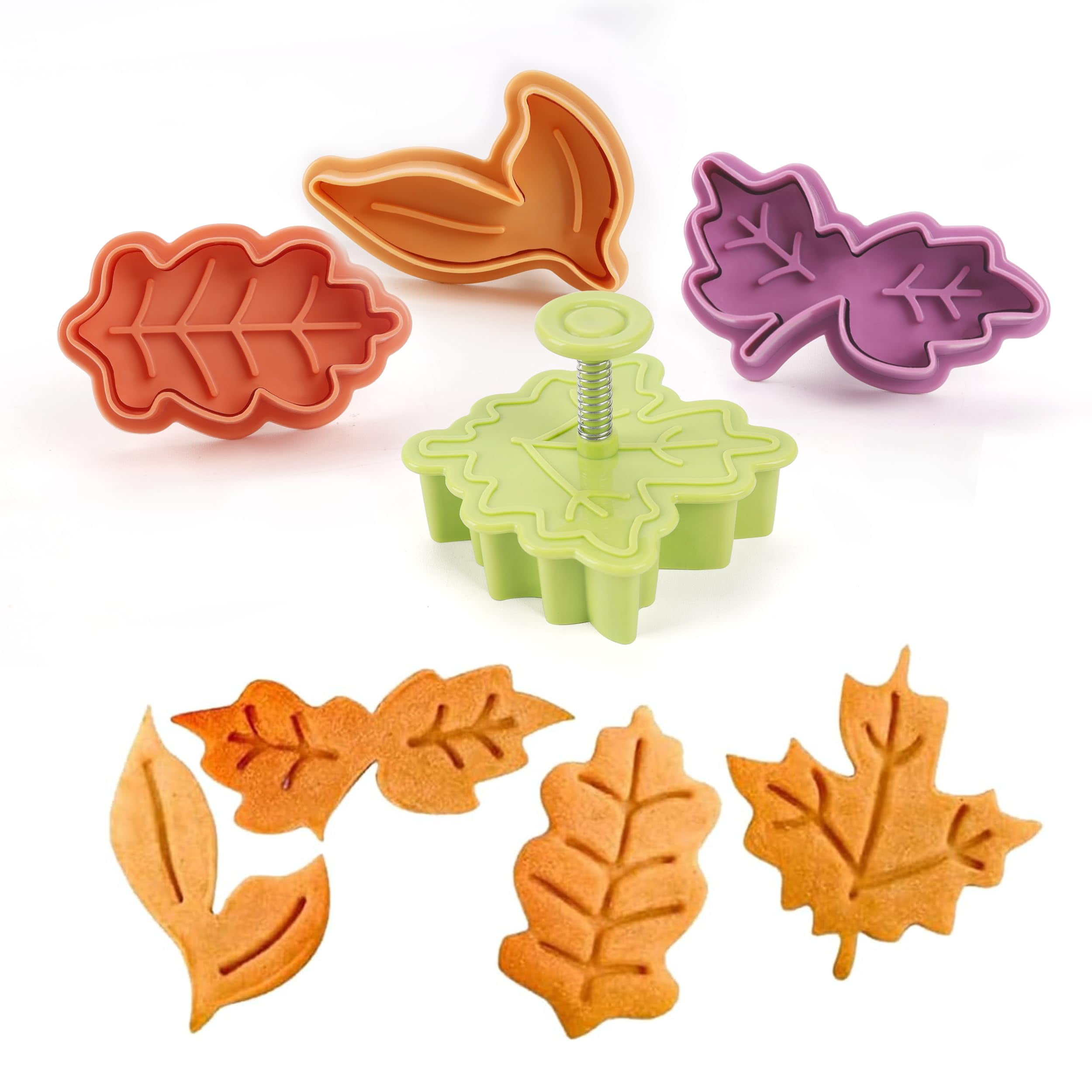 Plunger Leaf Cookie Cutters Set of 4, Spring Assisted Pie Crust and ...