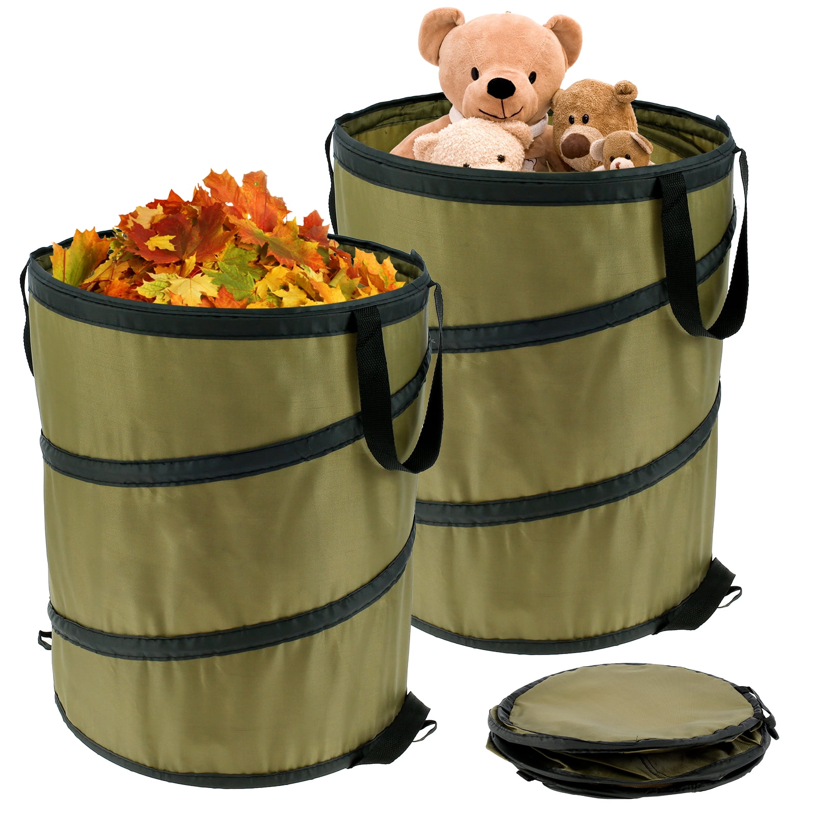 Pluokvzr 10 Gallon Collapsible Trash Can 2Pcs Non Woven Fabric Pop Up ...