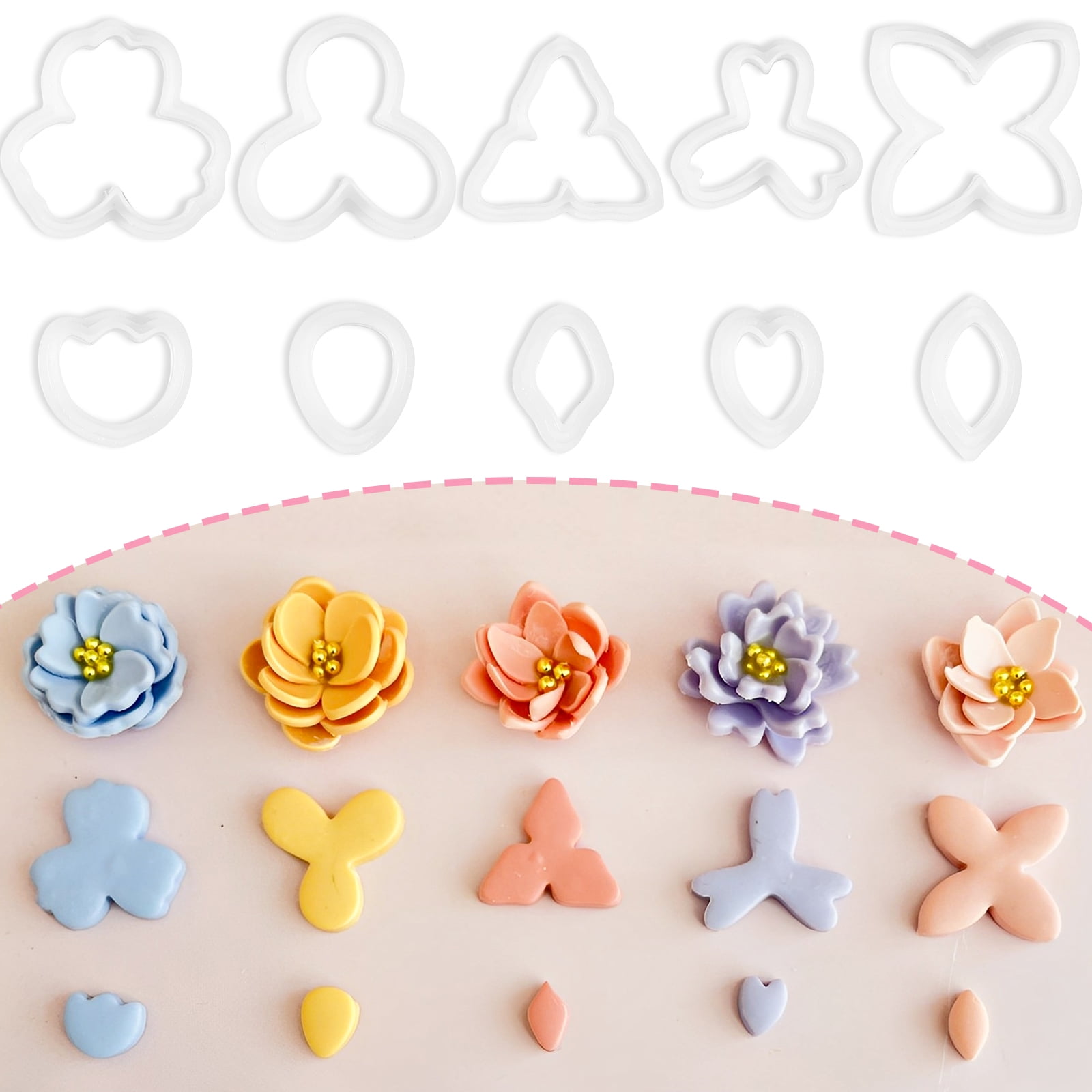 Pluokvzr 10 pcs Polymer Clay Cutters 10 Shapes Petal Clay Cutters ...