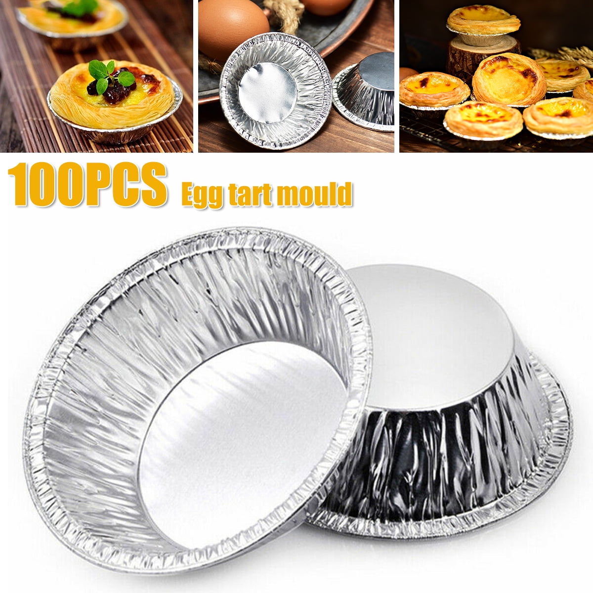 Fznkrag 100Pcs Egg Tart Molds, Pudding Moulds Aluminum Foil Mini Round ...