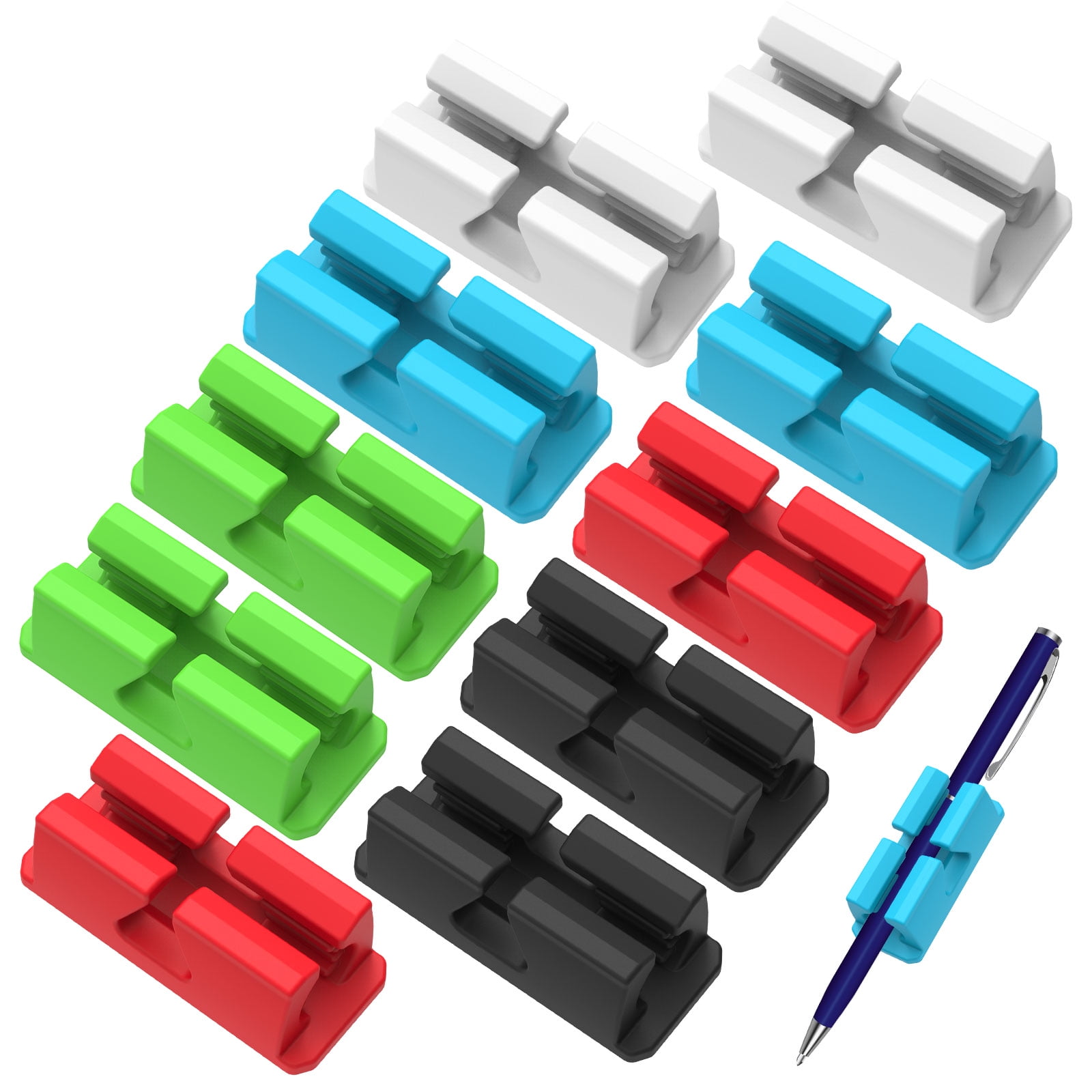 Tzgsonp 10Pcs Adhesive Silicone Pen Holder, Pencil Loop Holder 5 Colors ...