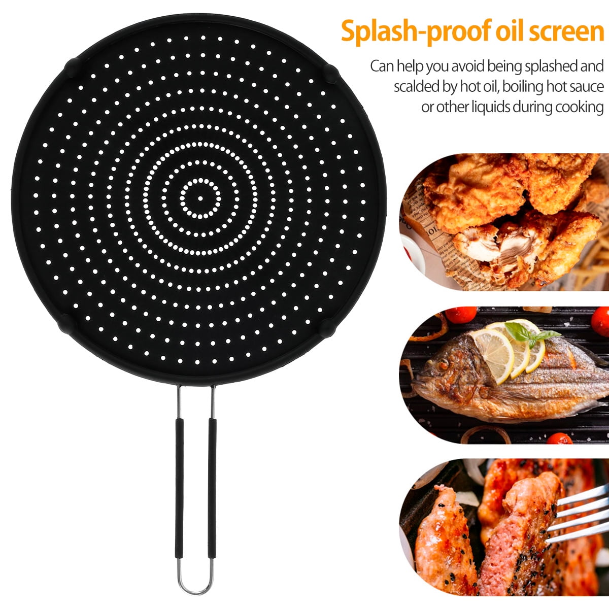 Fznkrag 13" Silicone Cooking Screen Pot Lid with Foldable Handle ...