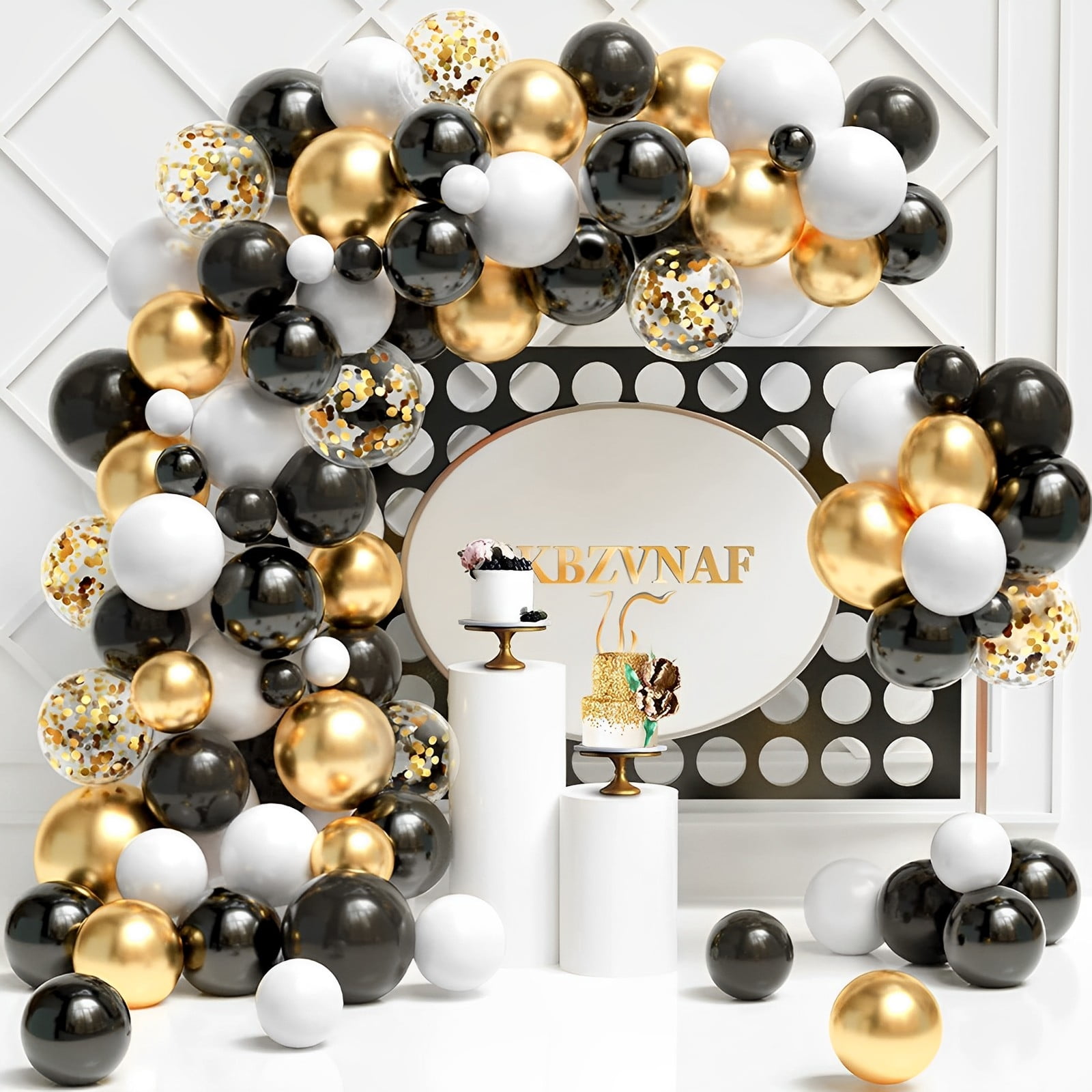 Fznkrag 133Pcs Black Gold Balloon Garland Arch Kit Reusable Black Gold ...