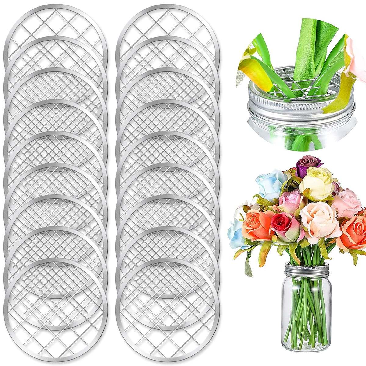 Fznkrag 18Pcs Mason Jar Frog Lid 2.75 inches Metal Flower Frog Lids ...